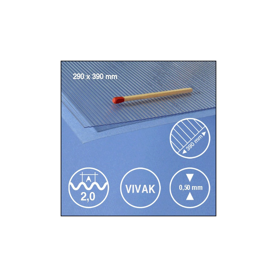 Tôle ondulée transparente Vivak 2,0mm pour maquettes d'architecture