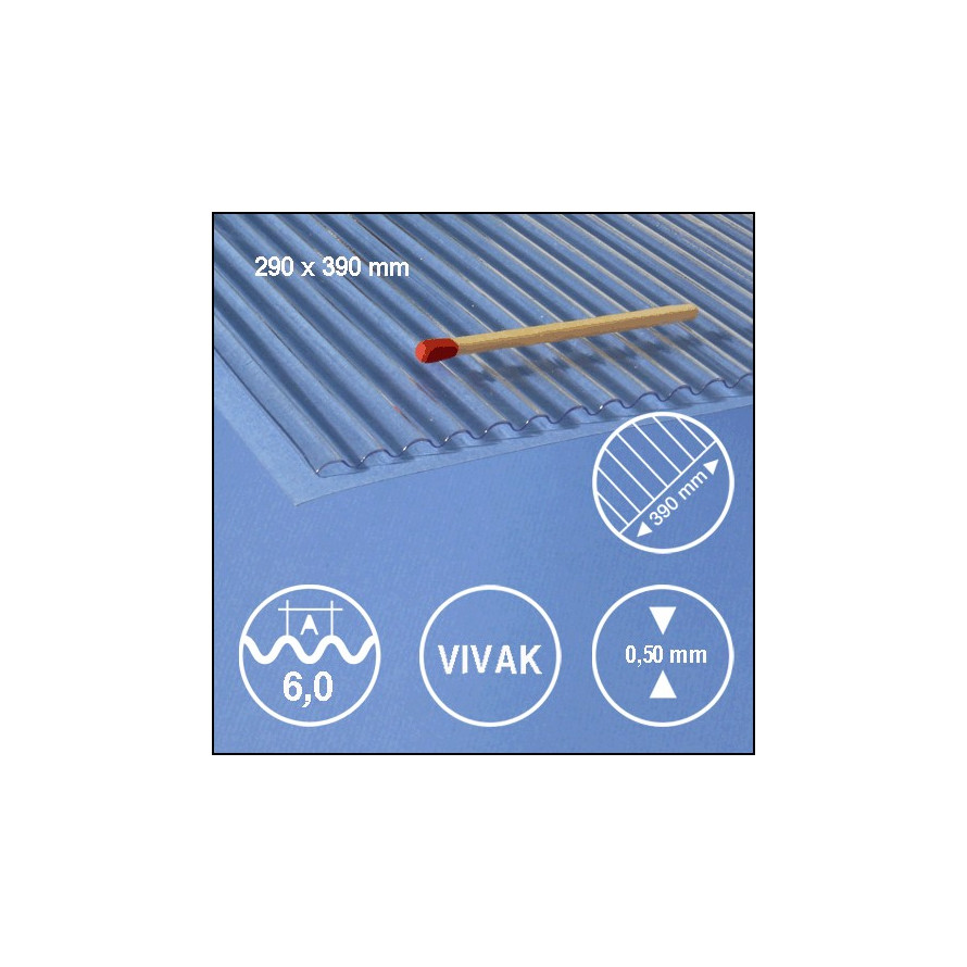 Tôle ondulée transparente Vivak 6,0mm pour maquettes d'architecture